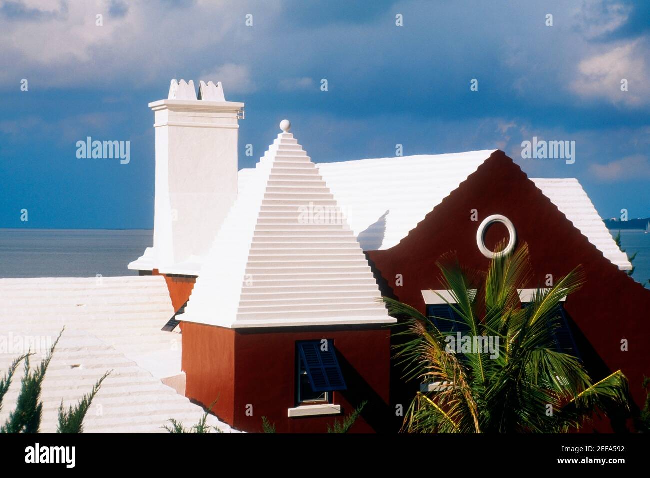 Side view of a building with white rooftop, Bermuda Stock Photo - Alamy