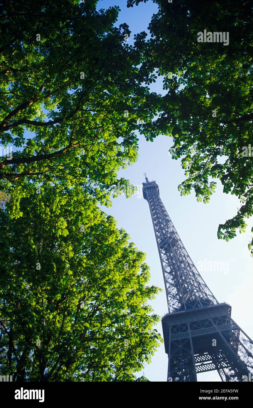 Low angle view of a tower, Eiffel Tower, Paris, France Stock Photo - Alamy