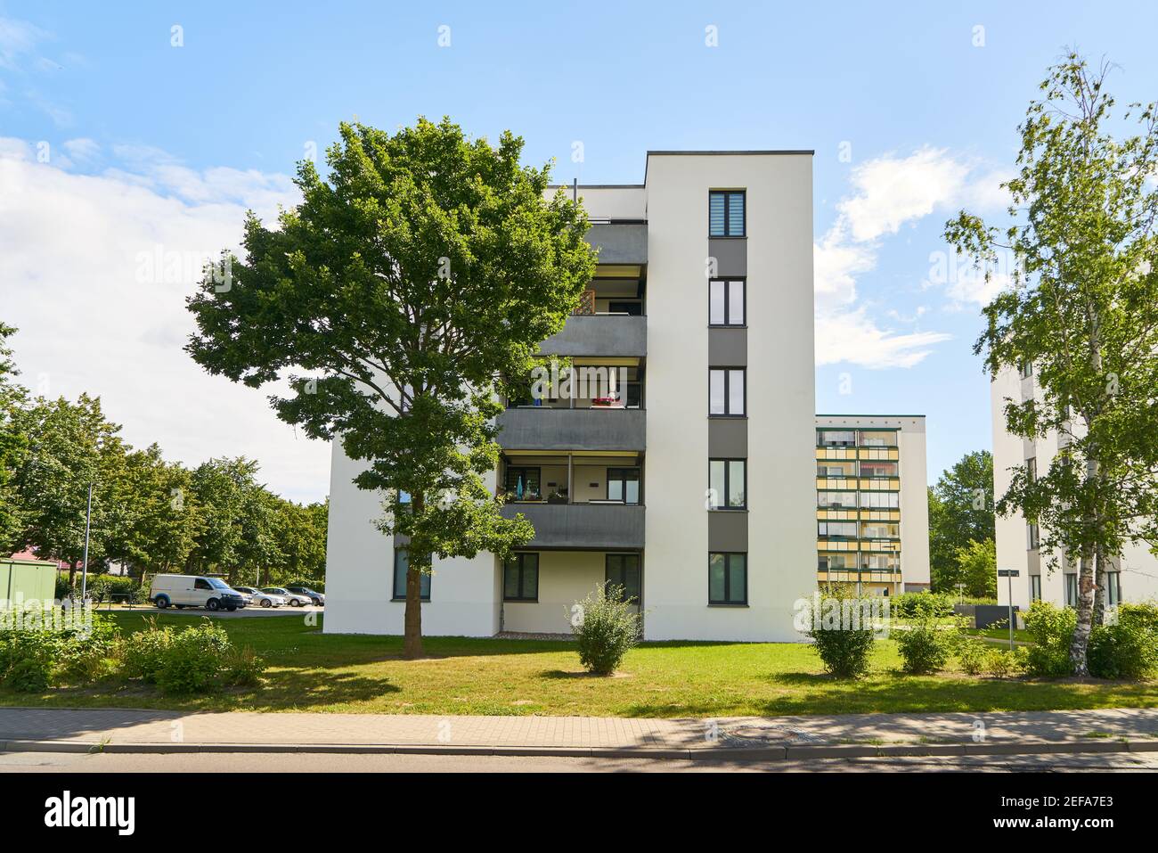 Clean residential area with apartment building in the countryside with ...