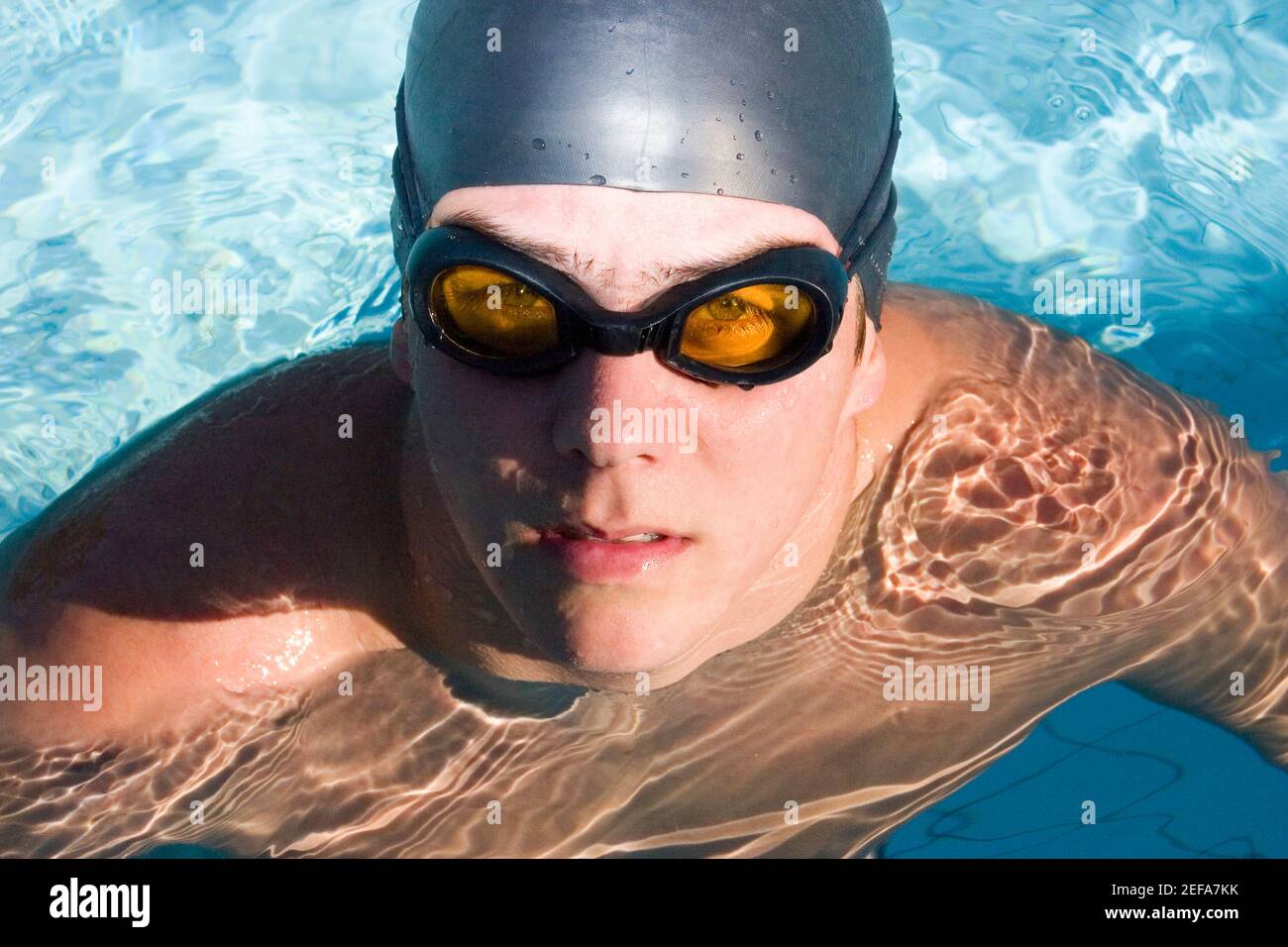 Portrait man in goggles swimming hi-res stock photography and images ...