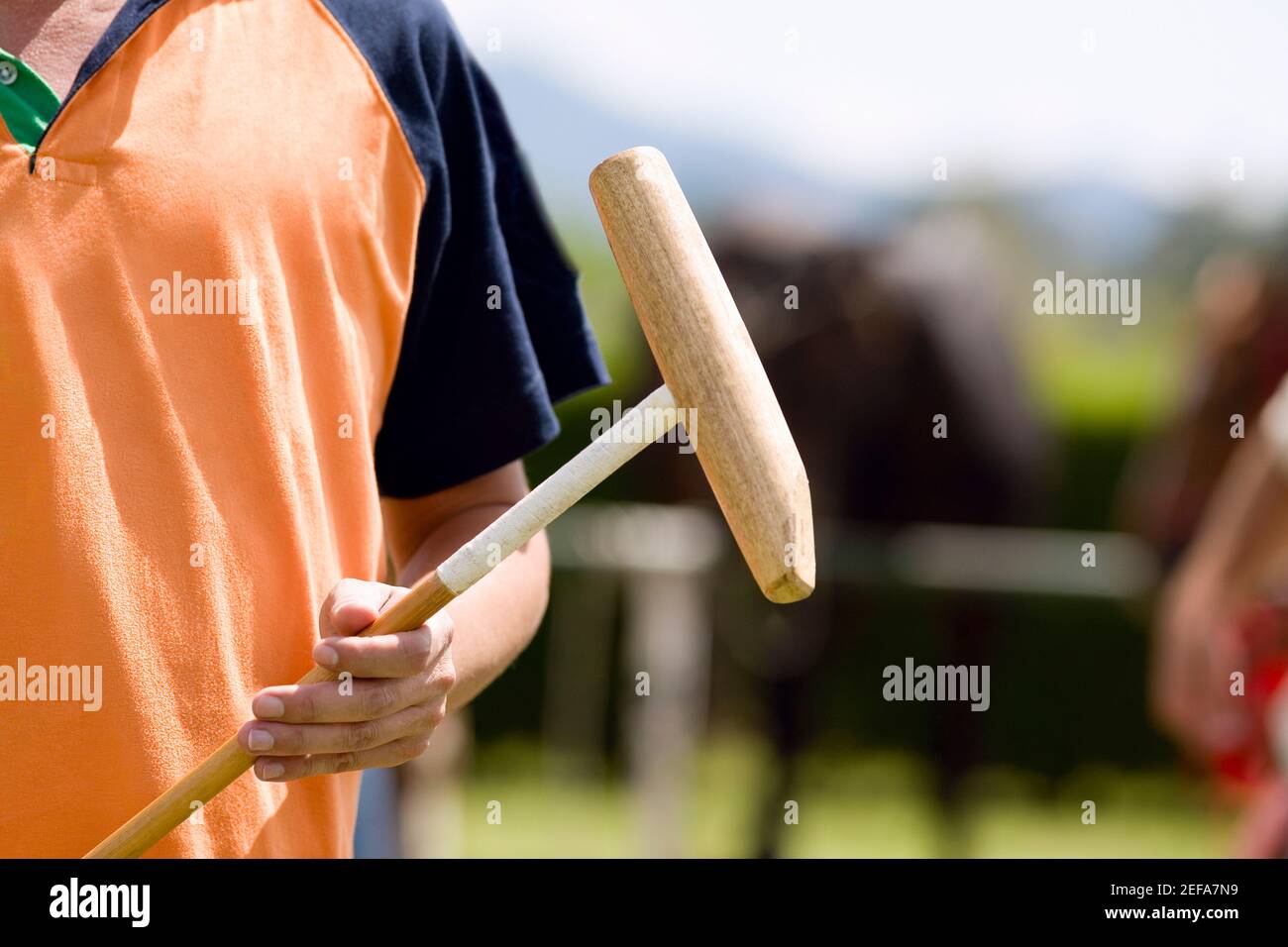 Mid section view of a man holding a polo mallet Stock Photo - Alamy