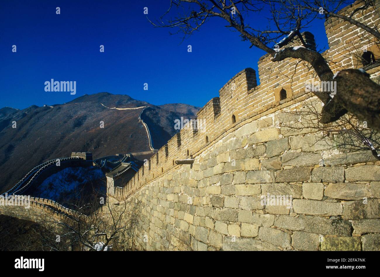 Fortified wall passing through mountains, Great Wall Of China, China ...