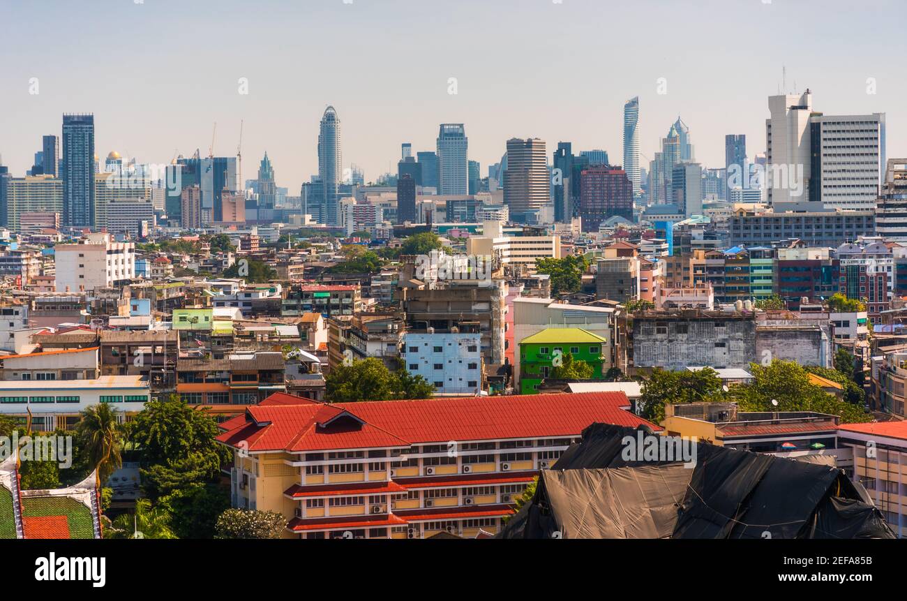 Traditional Thai Architecture with Modern Buildings and Skyscrapers in ...