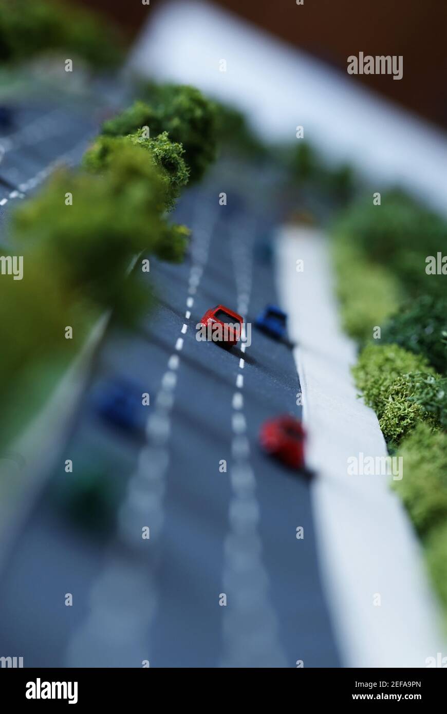 Close-up of an architectural model of a highway with traffic Stock ...