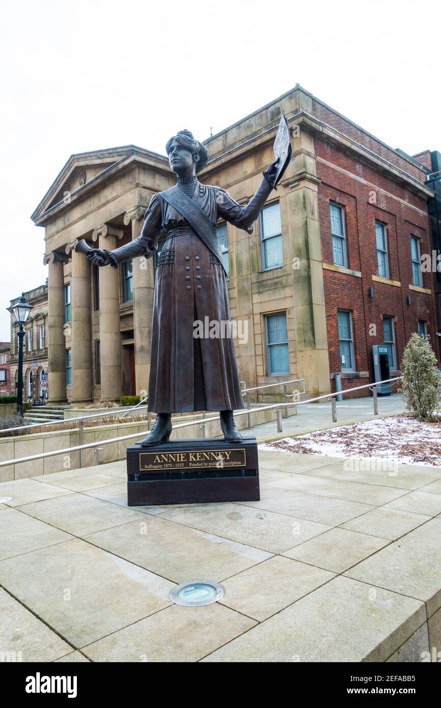 Statue of Annie Kenney, Suffragette situated in Oldham Town Centre ...