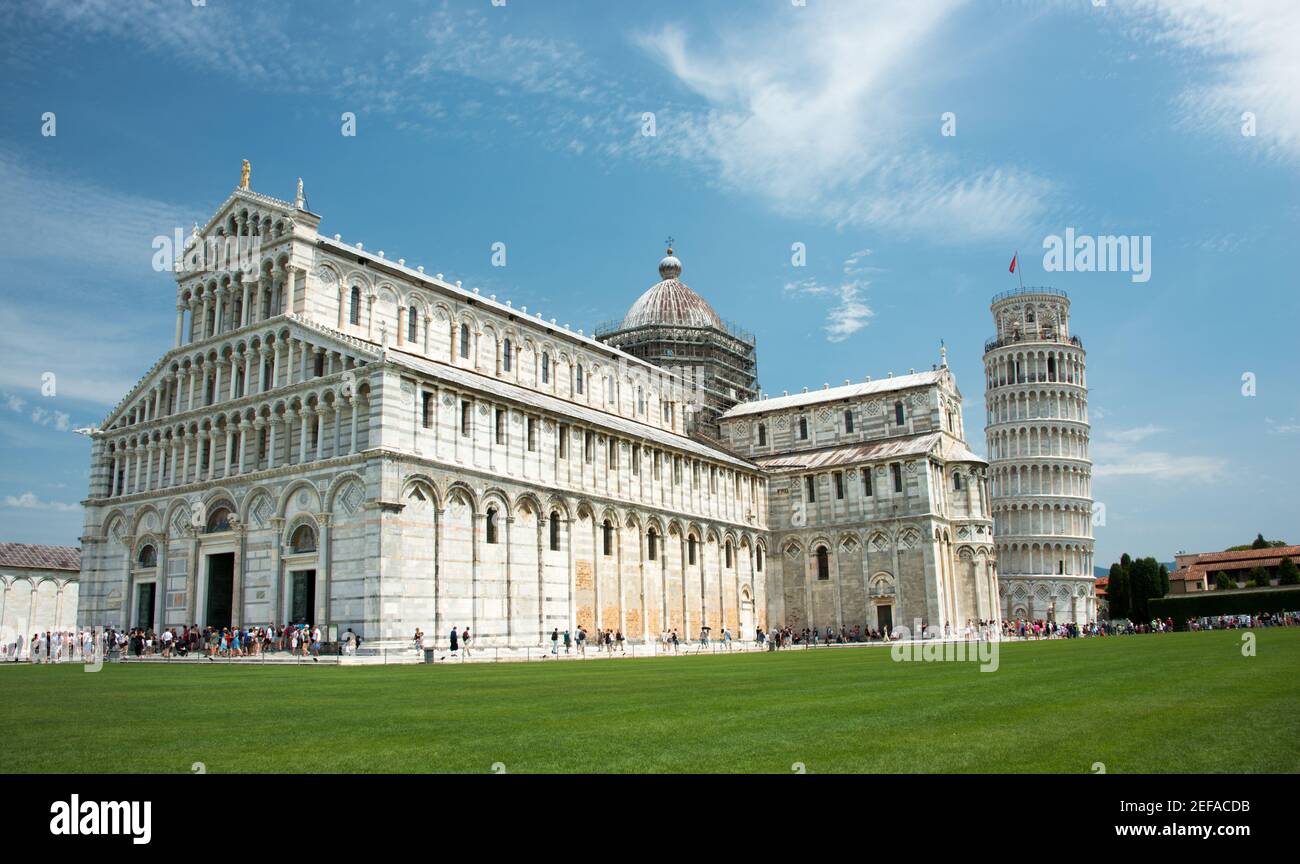 San Giovanni Baptistery, Pisa Cathedral and Leaning Tower of Pisa at ...