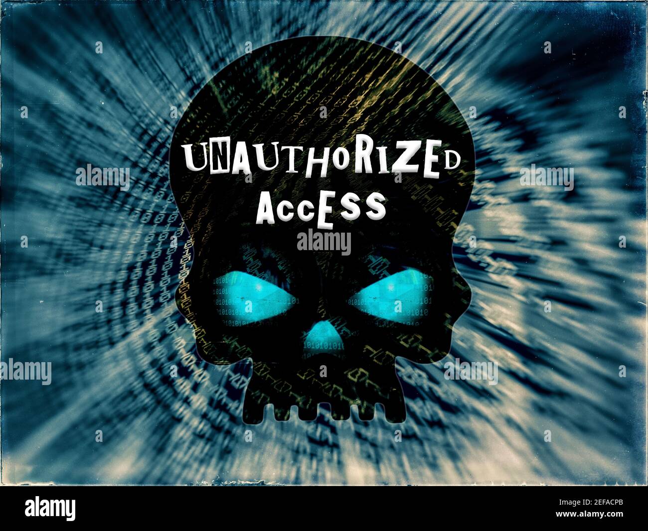 Illustration of a black skull with the words Unauthorized Access ...