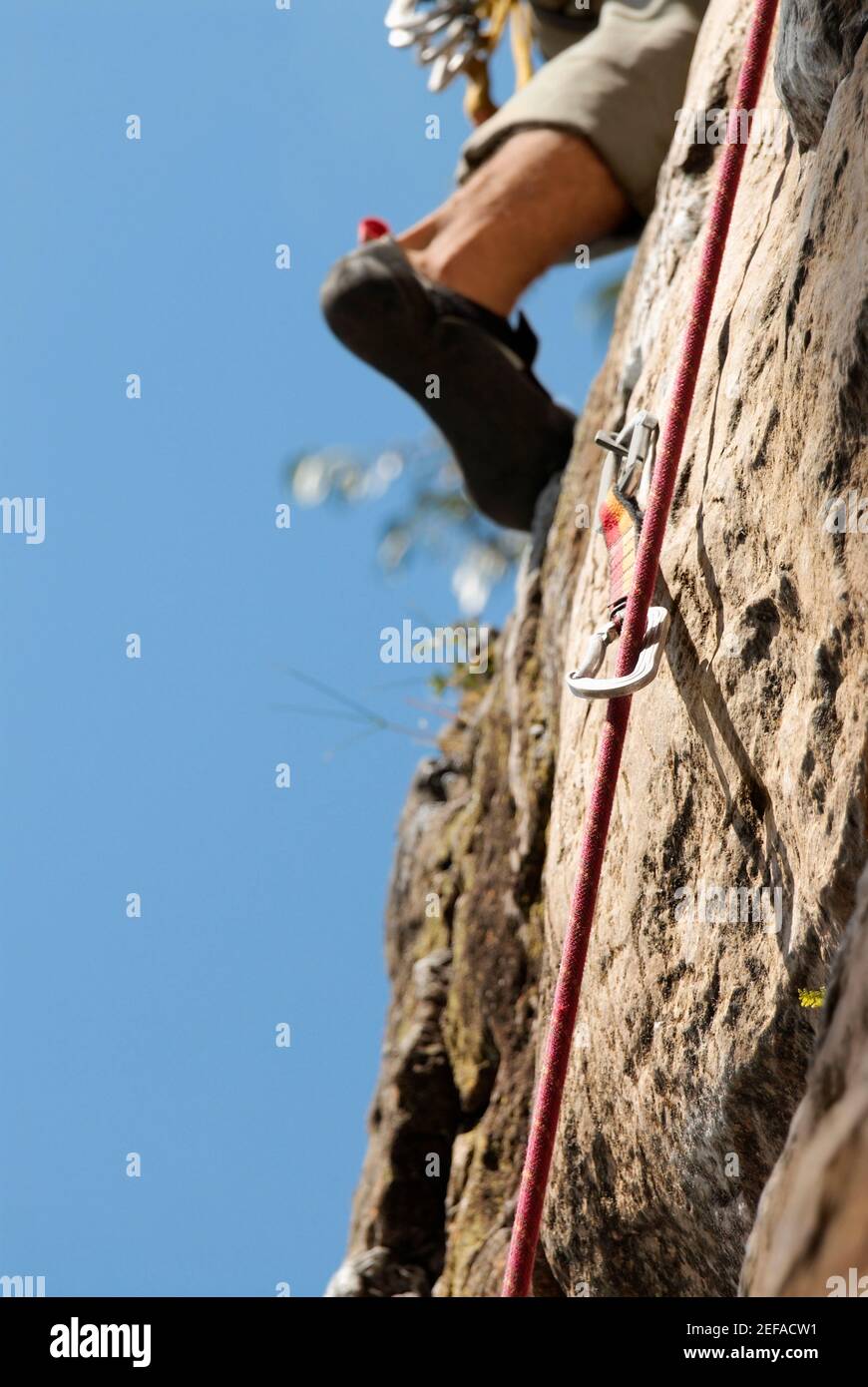 Low section view of a rock climber scaling a rock face Stock Photo - Alamy