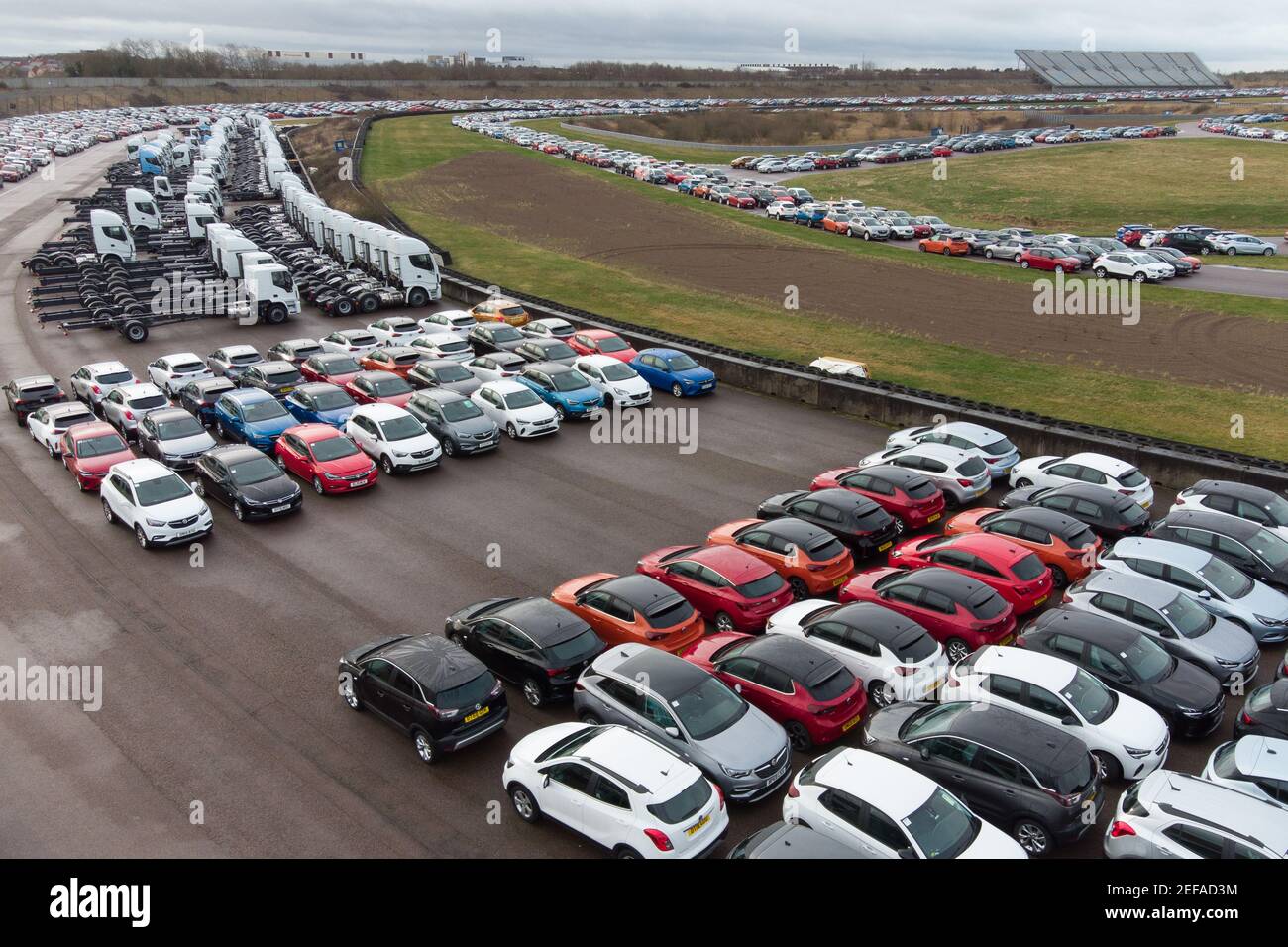 Thousands of cars parked at the Rockingham Logistics Hub in Corby ...