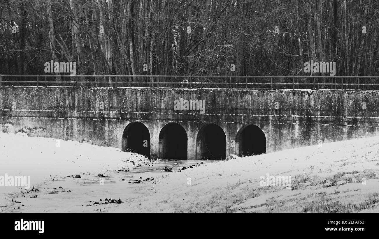 small viaduct in the local park after snow Stock Photo - Alamy