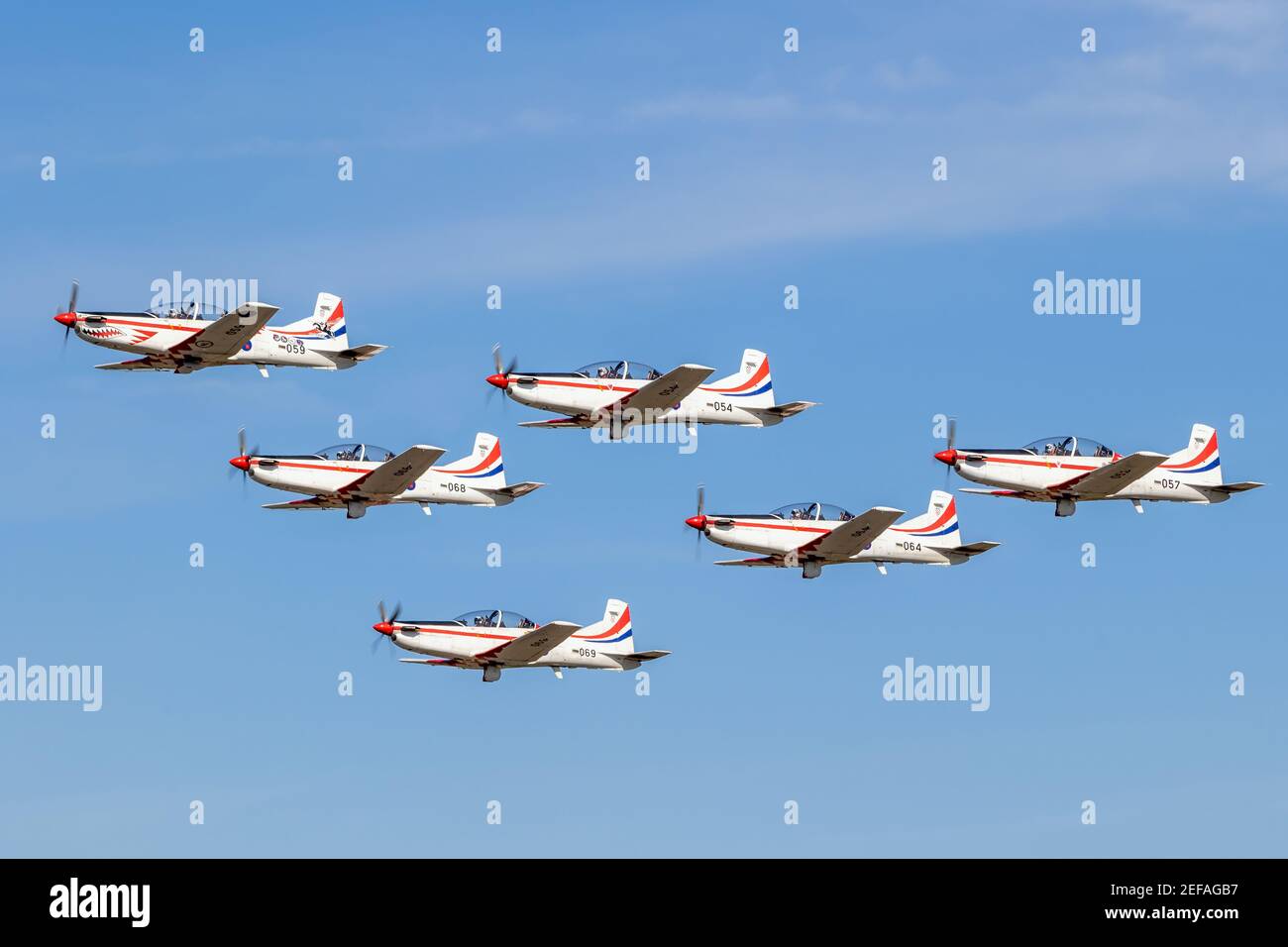 Croatian Air Force Pilatus PC-9 trainer planes in formation flight over ...