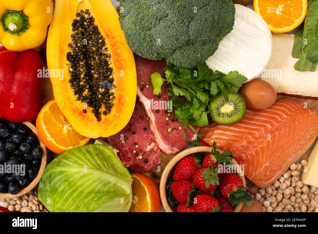 Vitamin A in food isolated on white background Stock Photo - Alamy