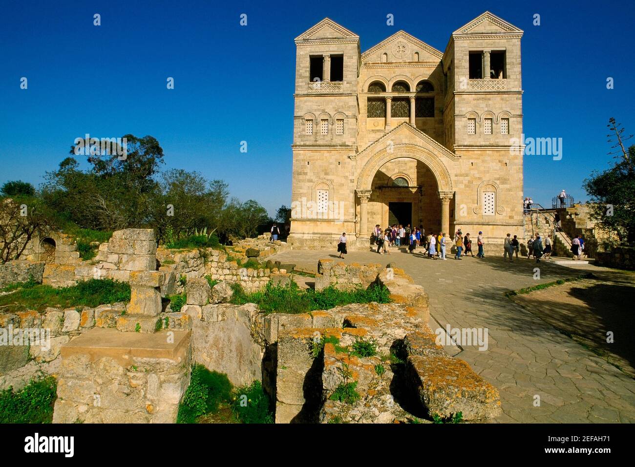 Facade of a church, Transfiguration Church, Mt Tabor, Israel Stock ...