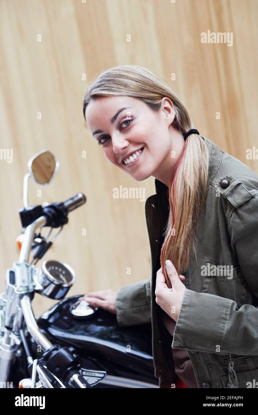 Woman motorcycle foreground hi-res stock photography and images - Alamy