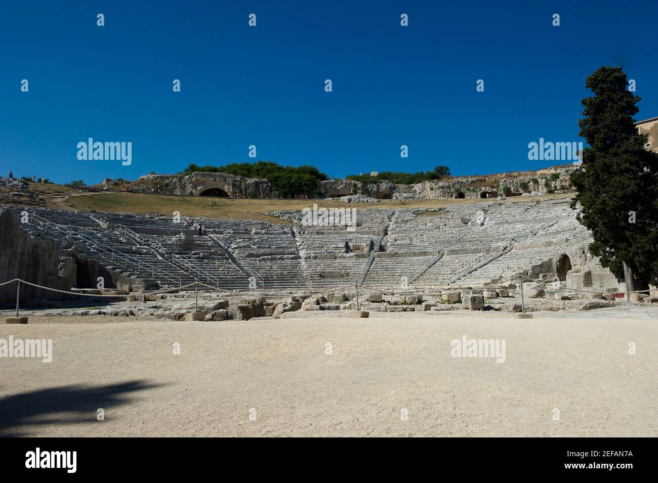 Europe, Italy, Sicily, Greek theatre, view of the auditorium of the ...