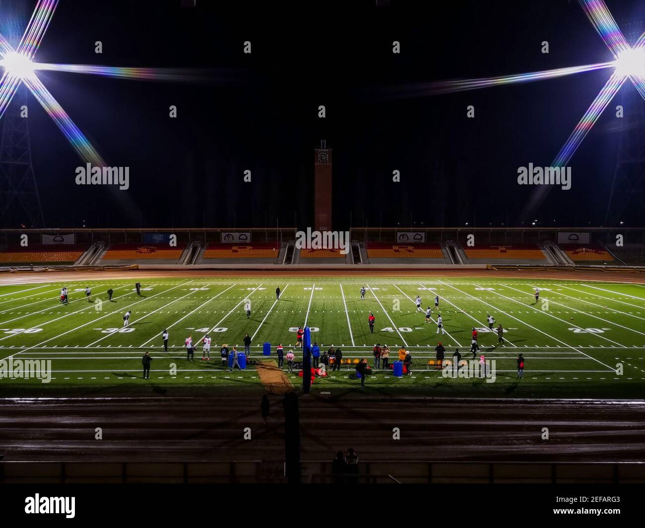 Wroclaw Poland March 8 2019 Rugby training at olympic stadium at night ...