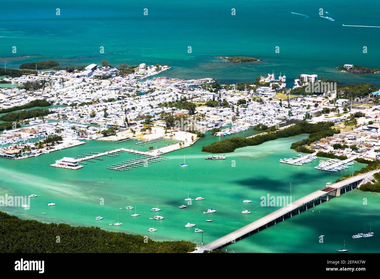 Aerial view of a city by the sea, Florida Keys, Florida, USA Stock ...