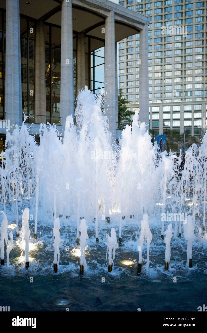 Fountain in front of a building, New York City, New York State, USA ...