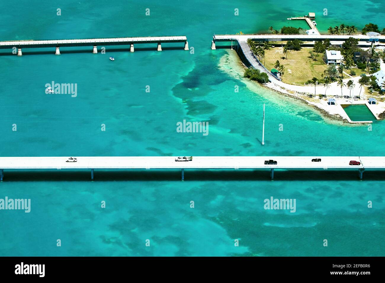 Aerial view of bridges over the sea, Florida Keys, Florida, USA Stock ...
