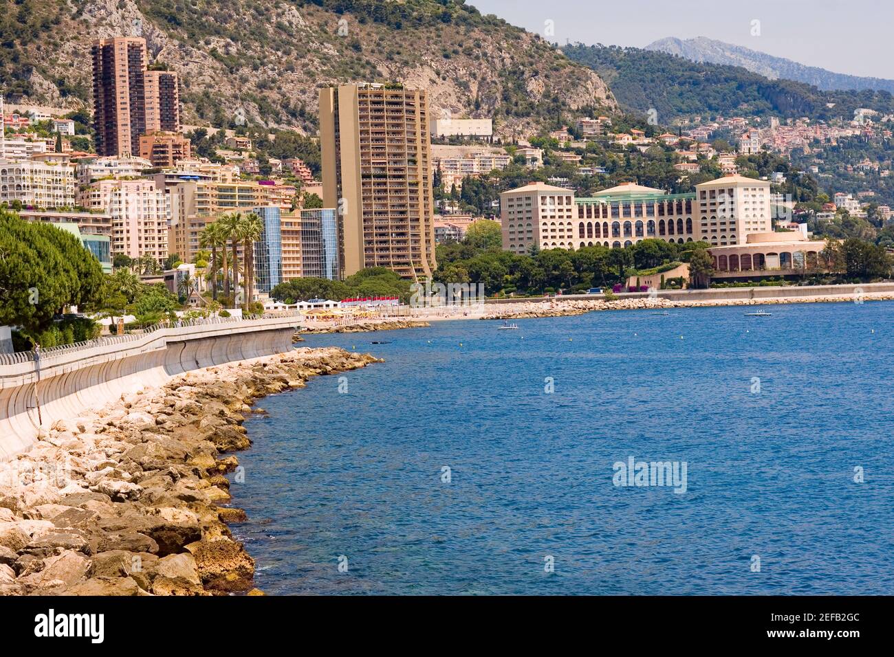 Buildings at the waterfront, Monte Carlo, Monaco Stock Photo - Alamy