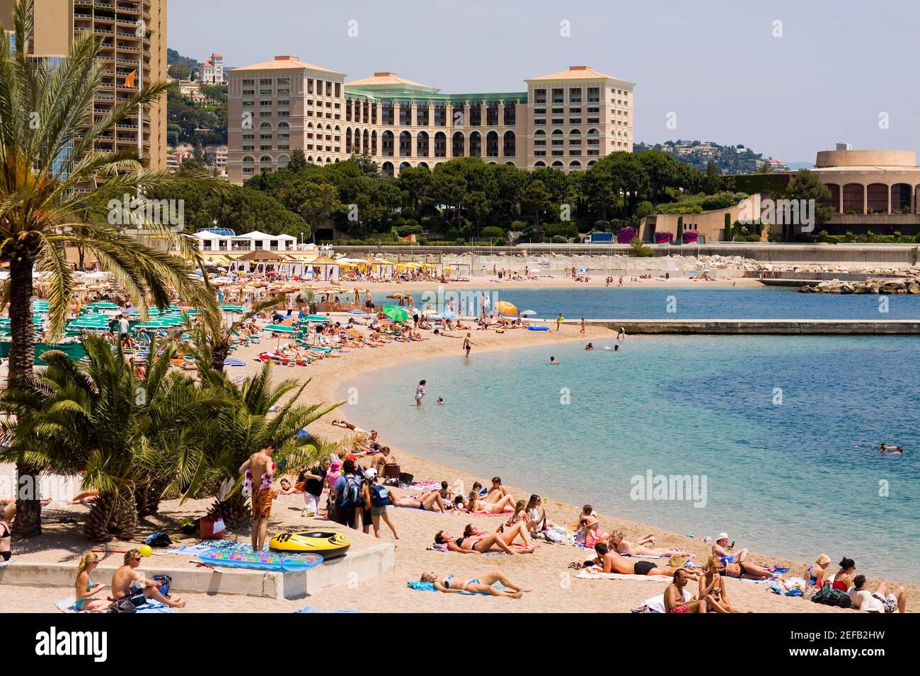 Tourists on the beach, Monte Carlo, Monaco Stock Photo - Alamy