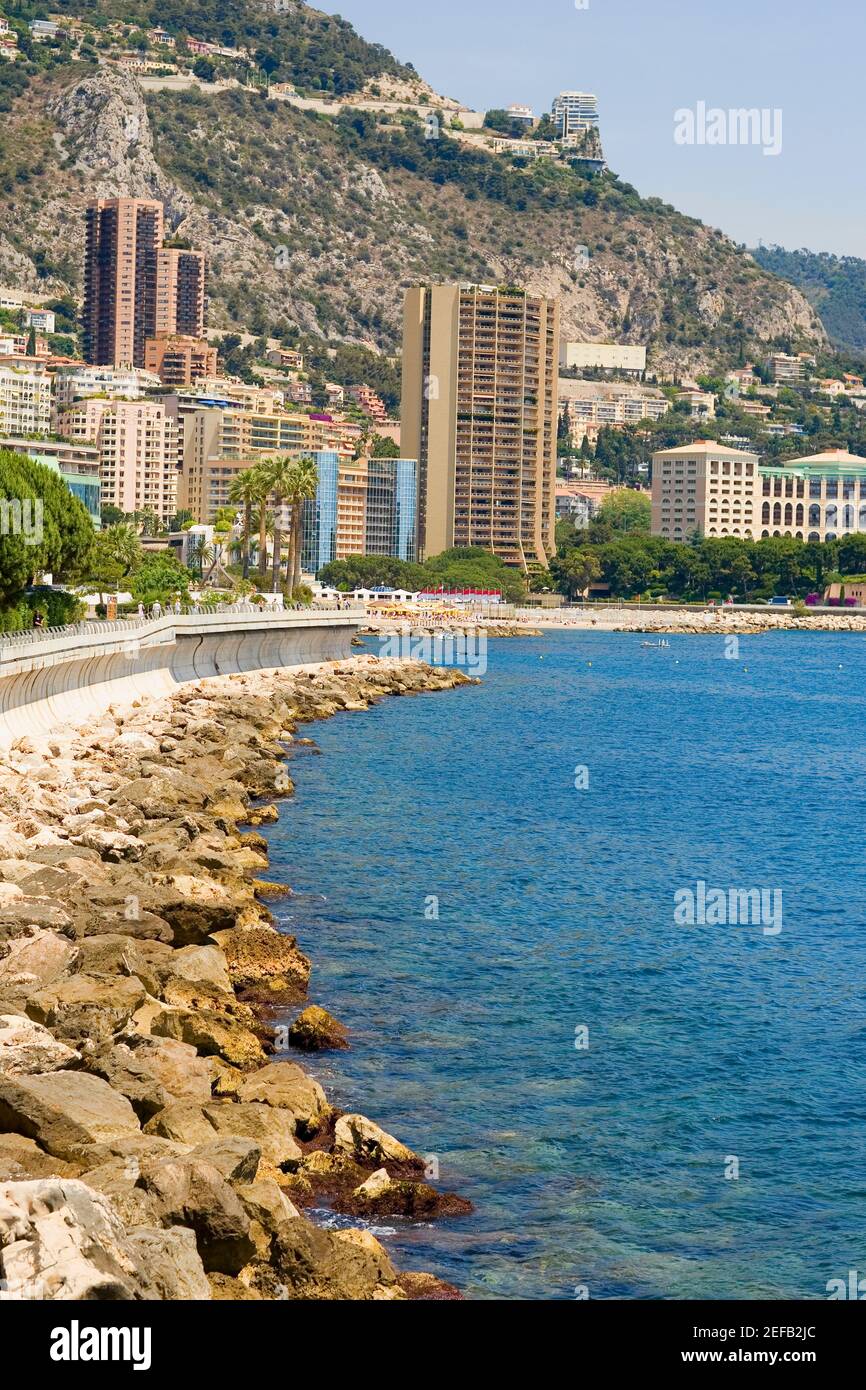 Buildings at the waterfront, Monte Carlo, Monaco Stock Photo - Alamy