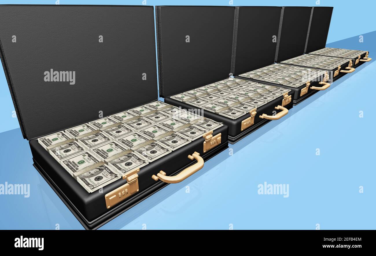 American dollar bills in briefcases Stock Photo - Alamy