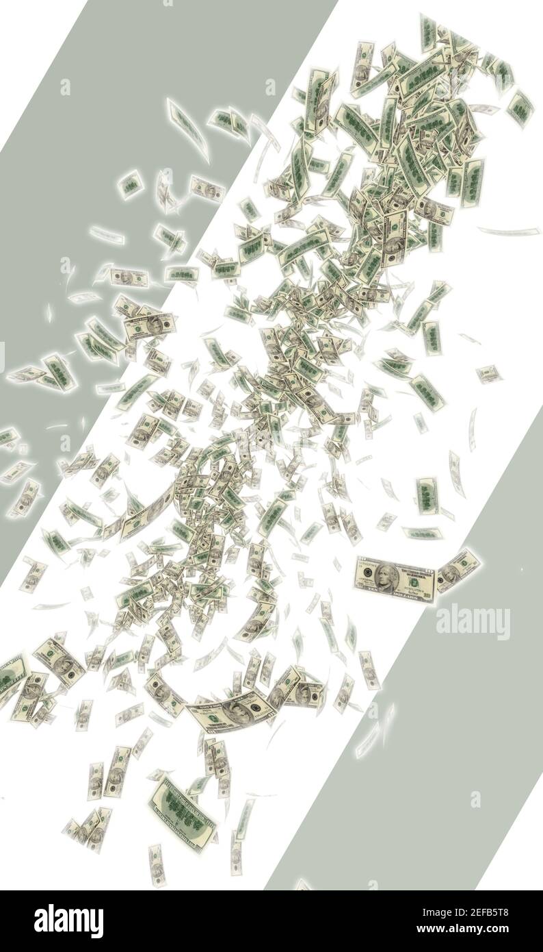 American dollar bills falling from the sky Stock Photo - Alamy