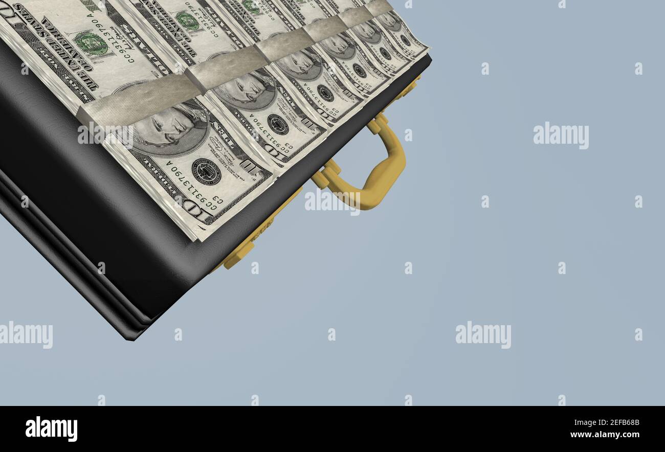American ten dollar bills on a briefcase Stock Photo - Alamy