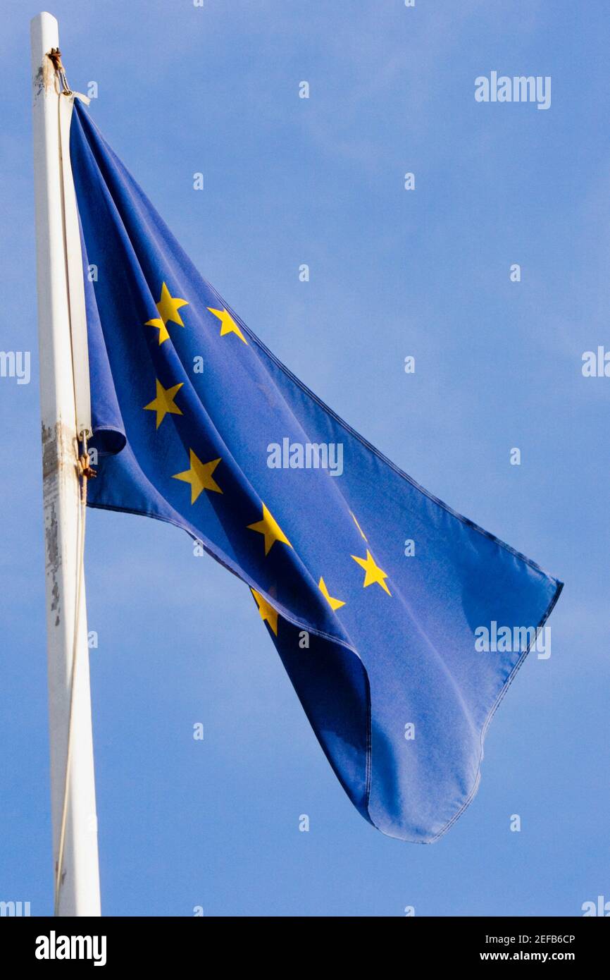 Low angle view of a European Union Flag, Biarritz, France Stock Photo ...
