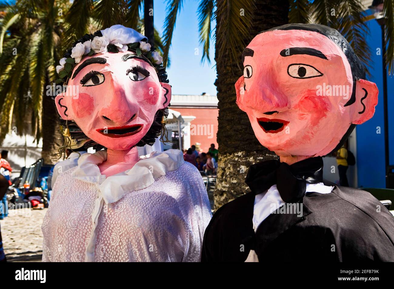 Close up of a newlywed puppet couple, Oaxaca, Oaxaca State, Mexico ...
