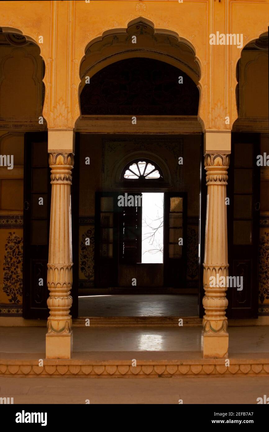 Pillared corridor in a fort, Nahargarh Fort, Jaipur, Rajasthan, India ...