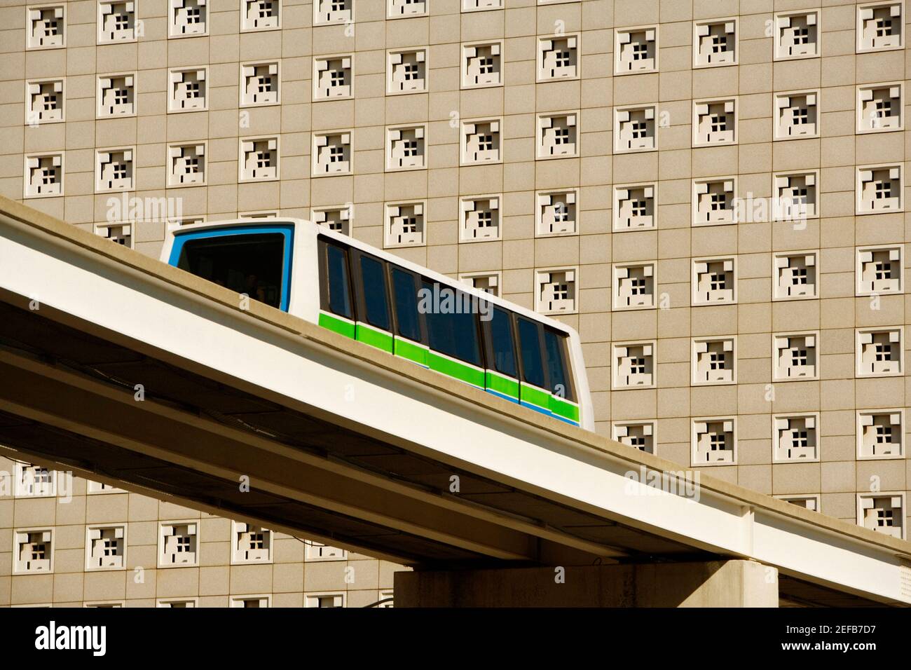 Low angle view of a bus crossing a bridge, Miami, Florida, USA Stock ...