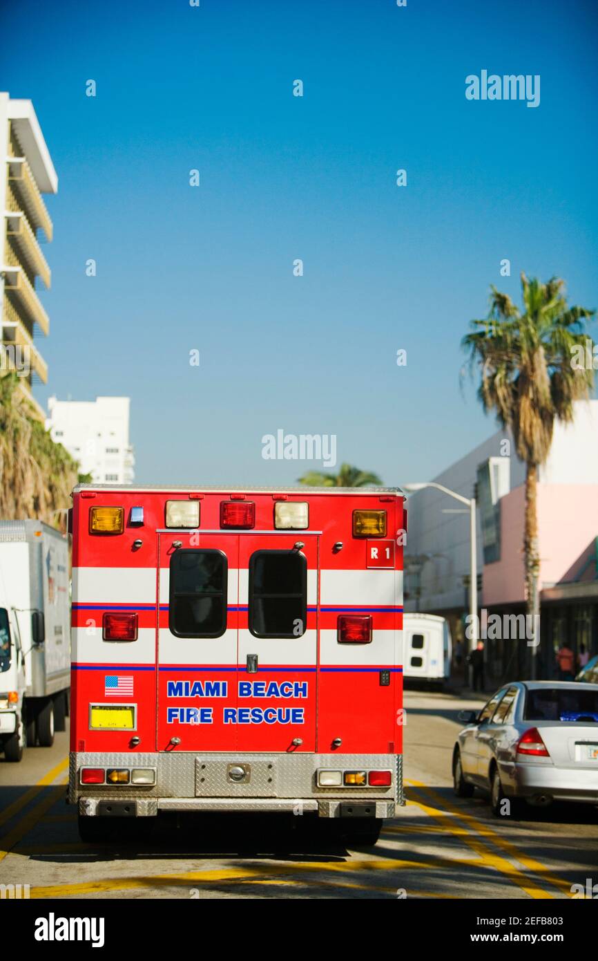 Fire engine on the road, Miami, Florida, USA Stock Photo - Alamy
