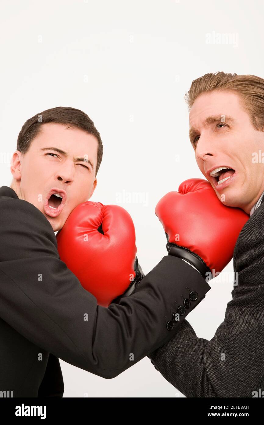 Side profile of two businessmen boxing Stock Photo - Alamy