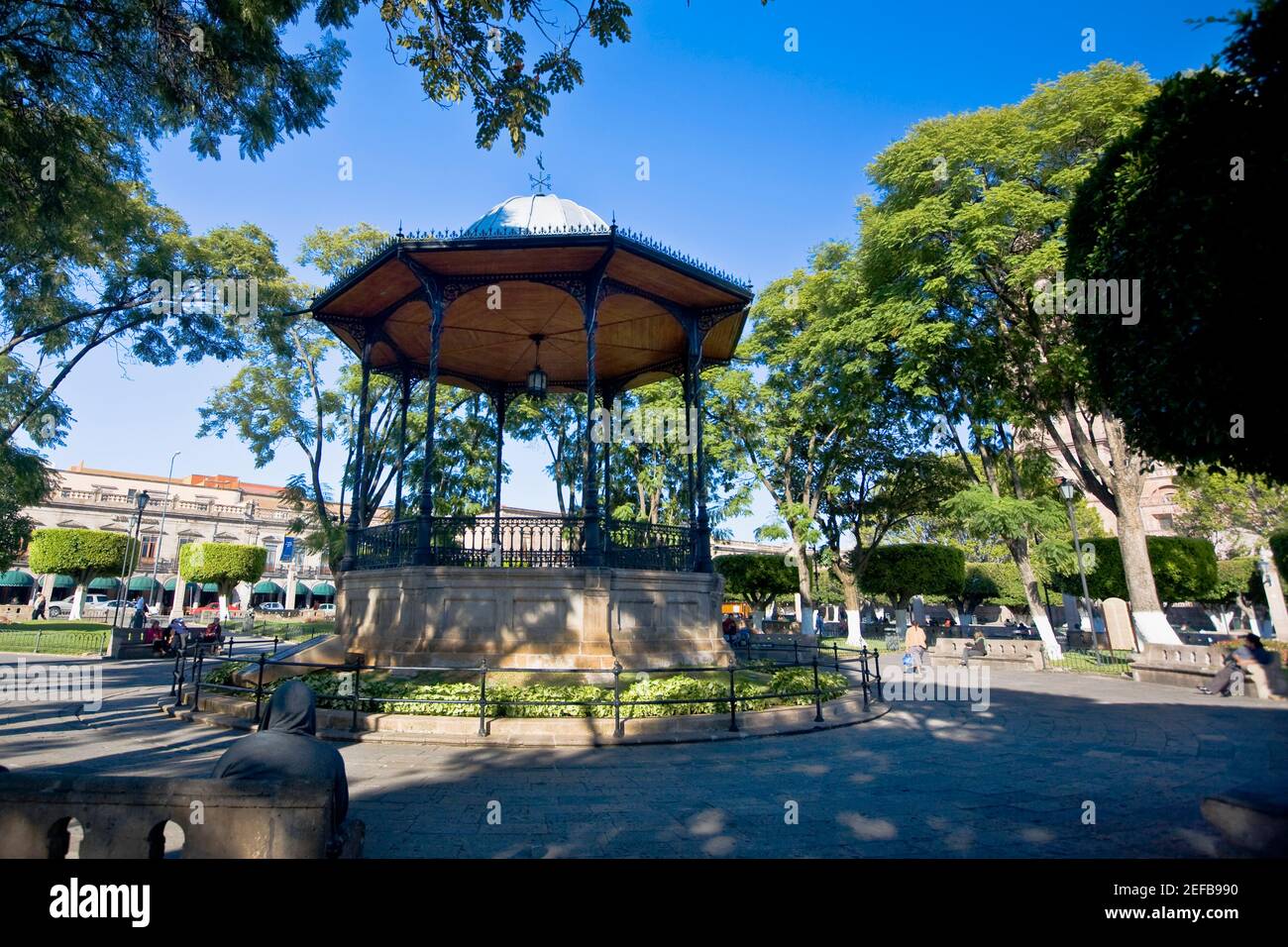 Gazebo in a park, Plaza De Los Martires, Morelia, Michoacan State ...