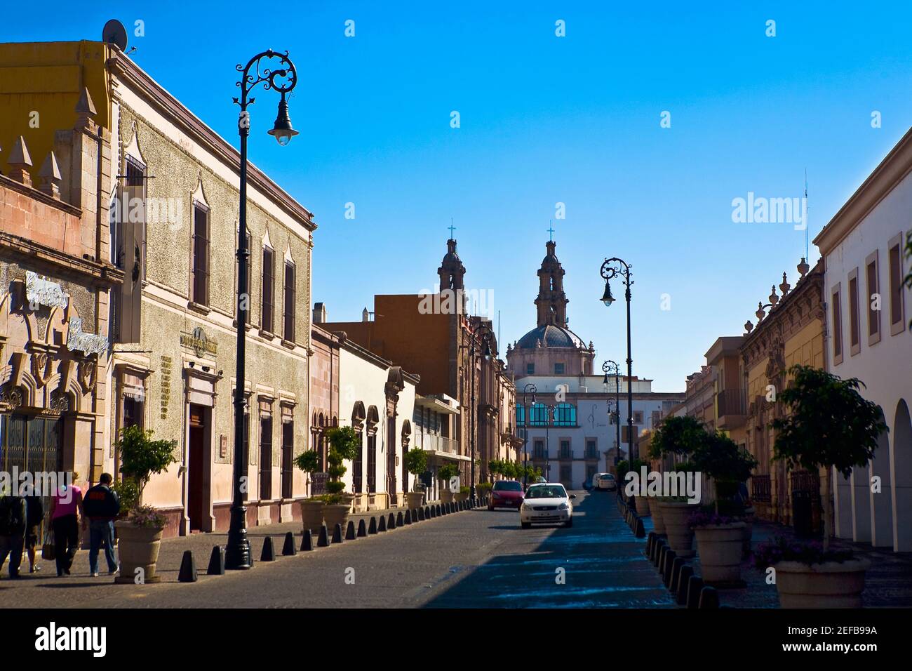Buildings along a street, Venustiano Carranza Street, Aguascalientes ...
