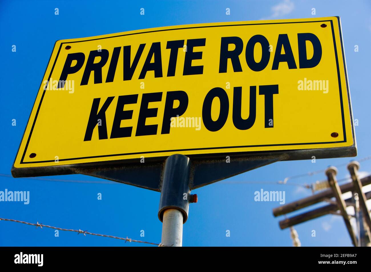 Low angle view of a keep out sign Stock Photo - Alamy