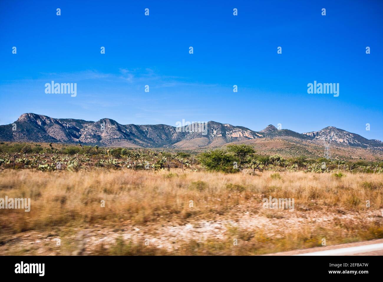 Mountain range on a landscape, Sombrerete, Zacatecas State, Mexico ...