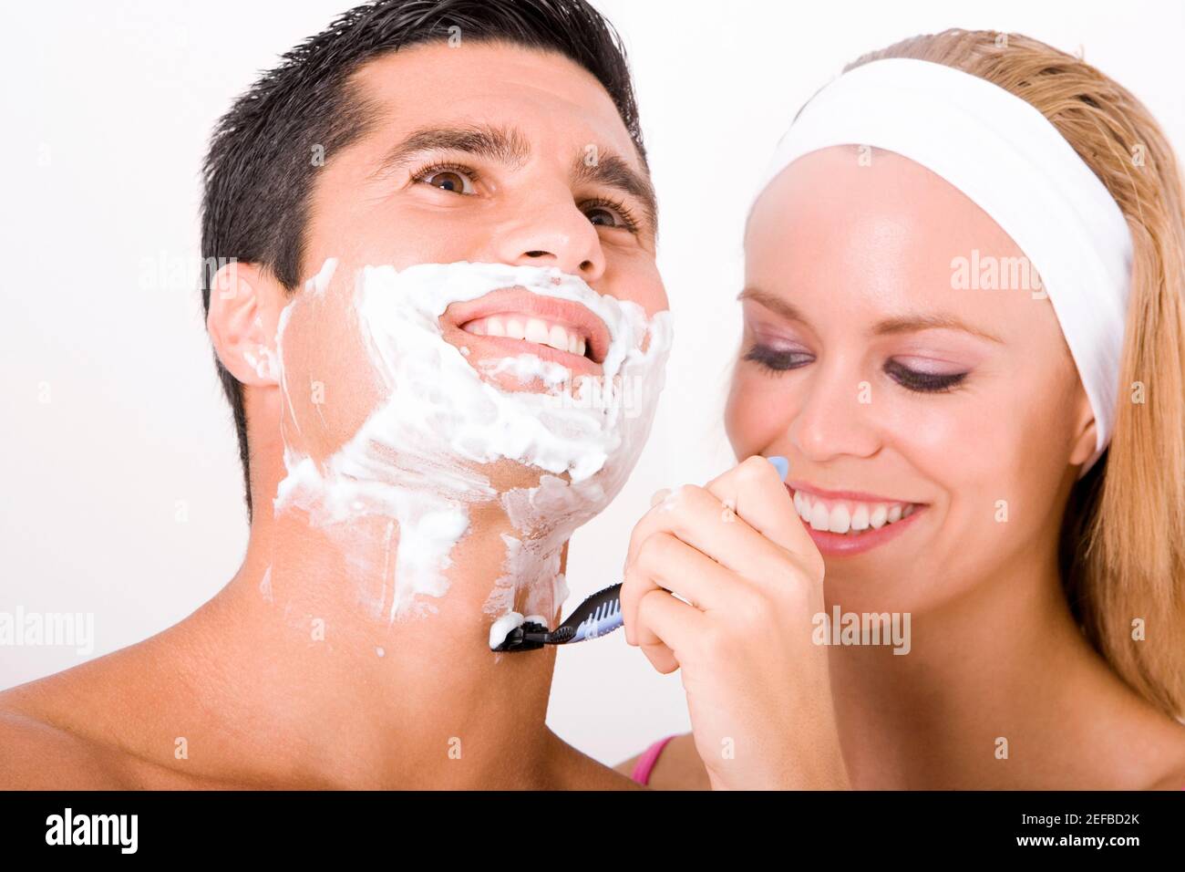 Woman shaving facial hair hi-res stock photography and images - Alamy