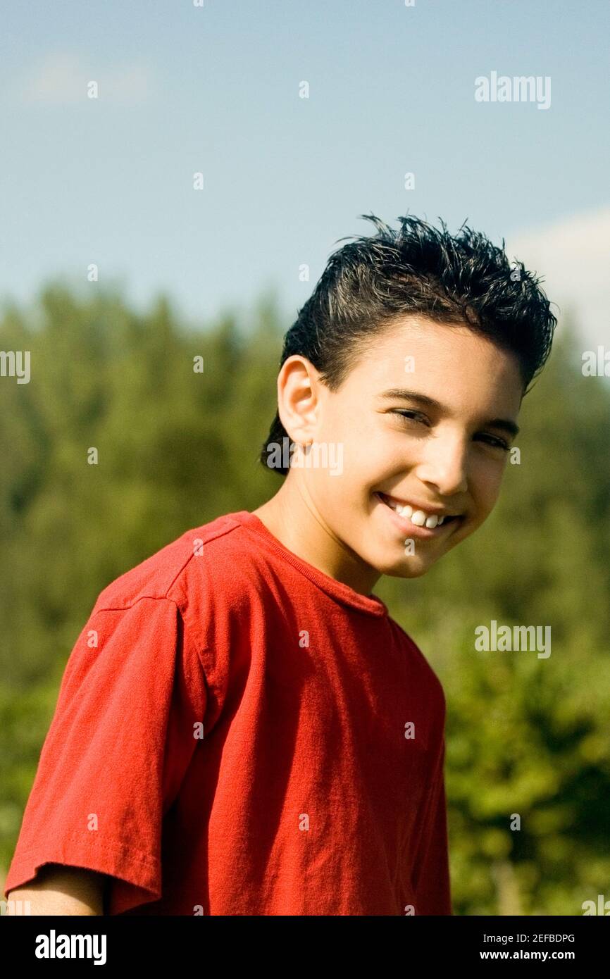 Portrait of a boy smiling Stock Photo - Alamy