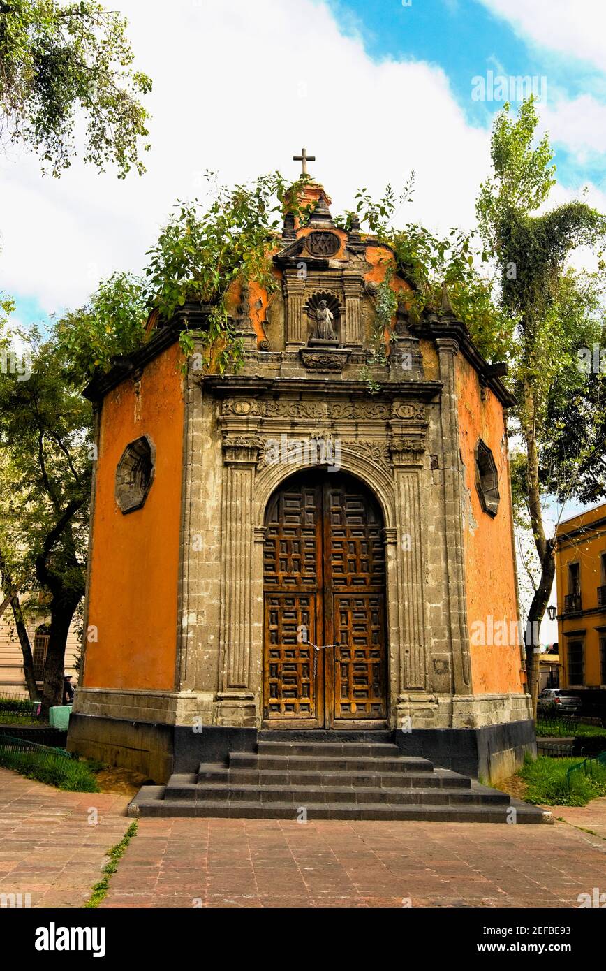 Facade of an octagonal chapel, Plaza De La Concepcion, Mexico City ...