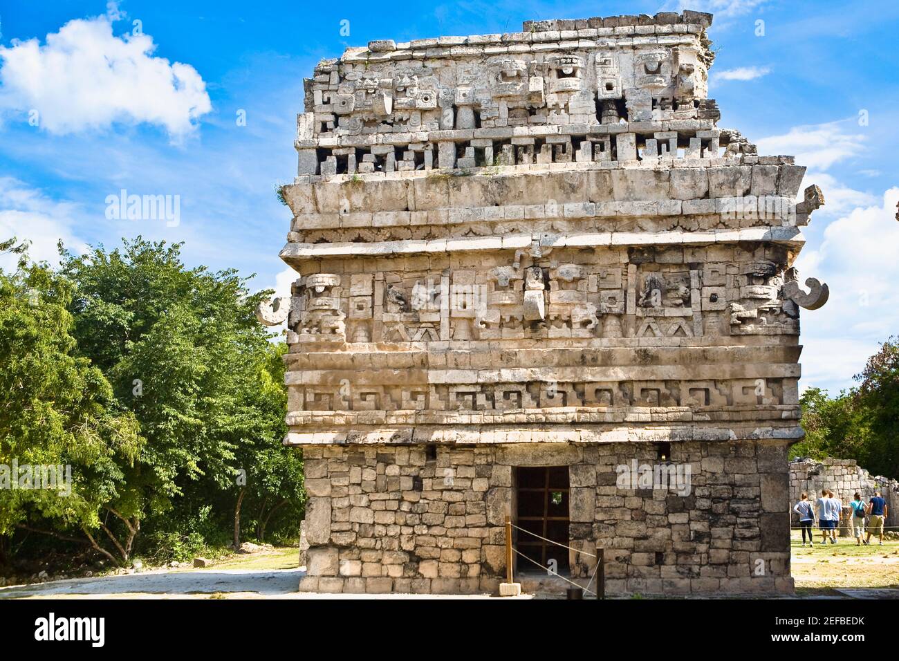 Old ruins of a building, NunÅ½s Building, Chichen Itza, Yucatan, Mexico ...