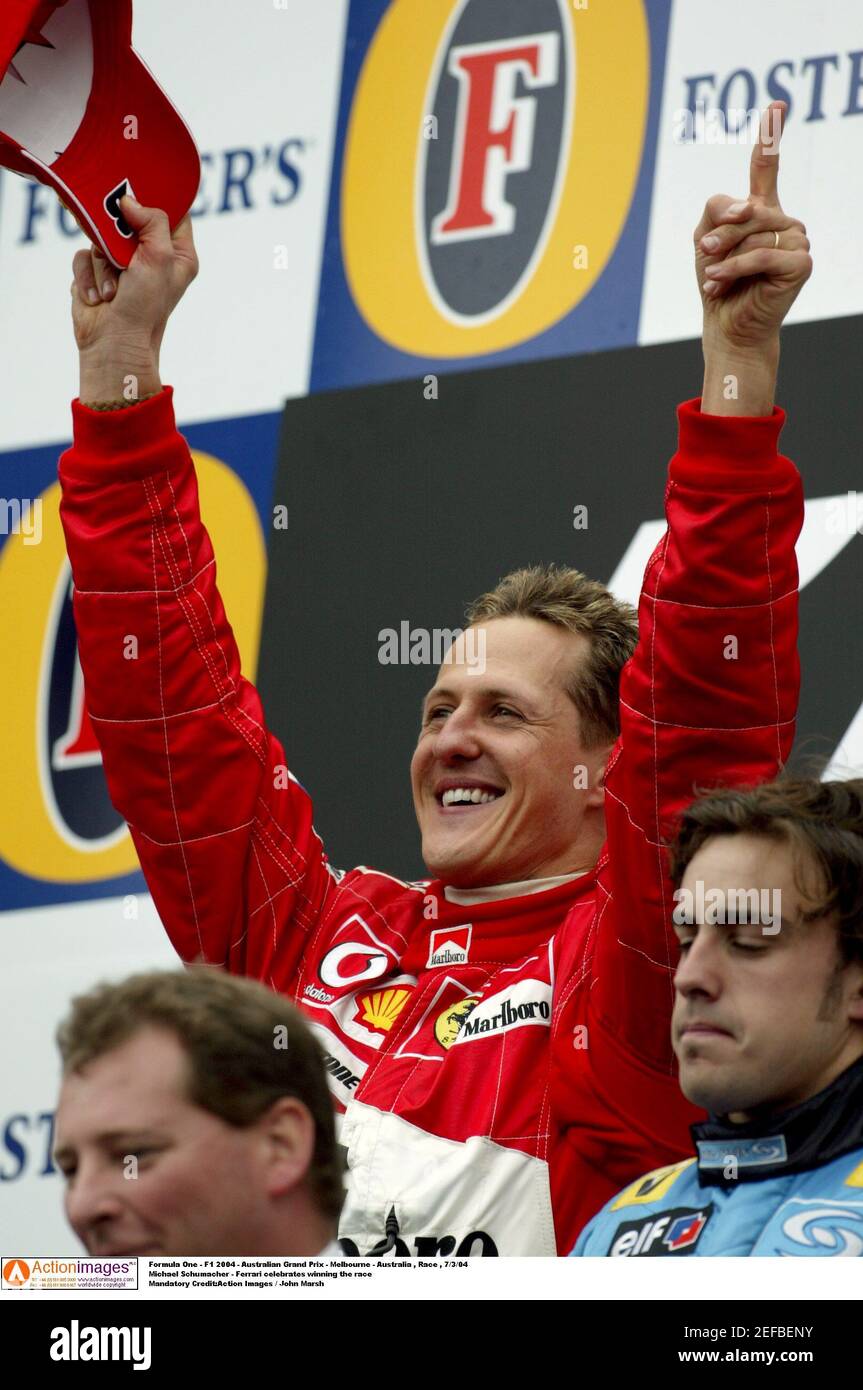 Michael Schumacher Celebrates Winning The Race High Resolution Stock ...