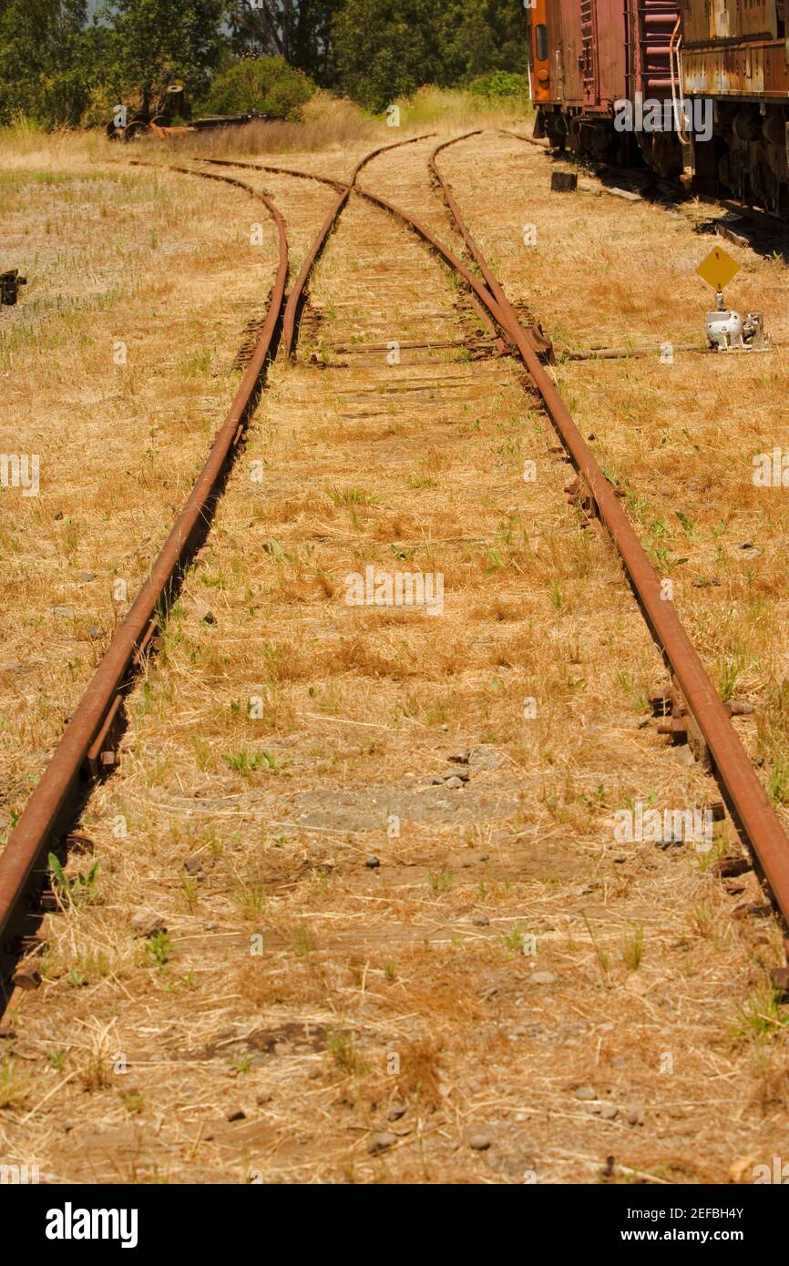 Close-up of a railroad track Stock Photo - Alamy