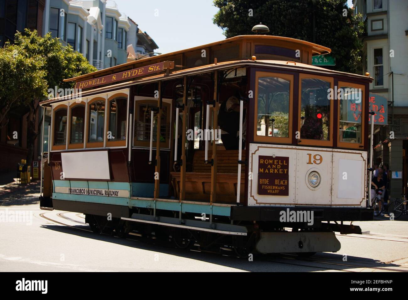 Cable car moving on a railroad track Stock Photo - Alamy