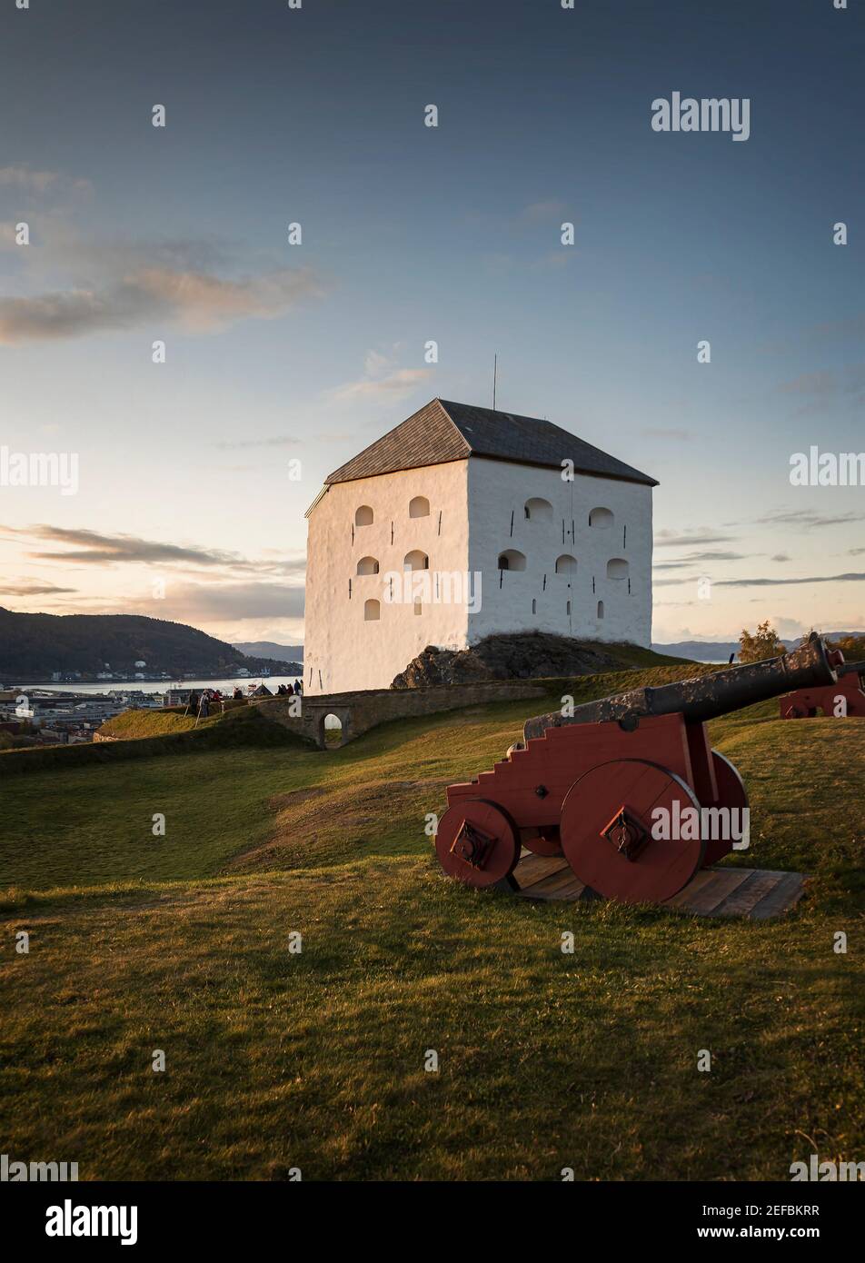 Kristiansten fortress with a view of the city of Trondheim, Norway ...