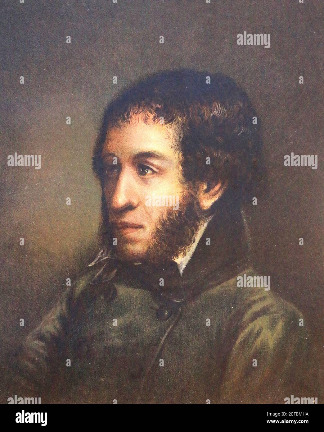 Alexander Pushkin. Portrait by I.L. Linev Stock Photo - Alamy