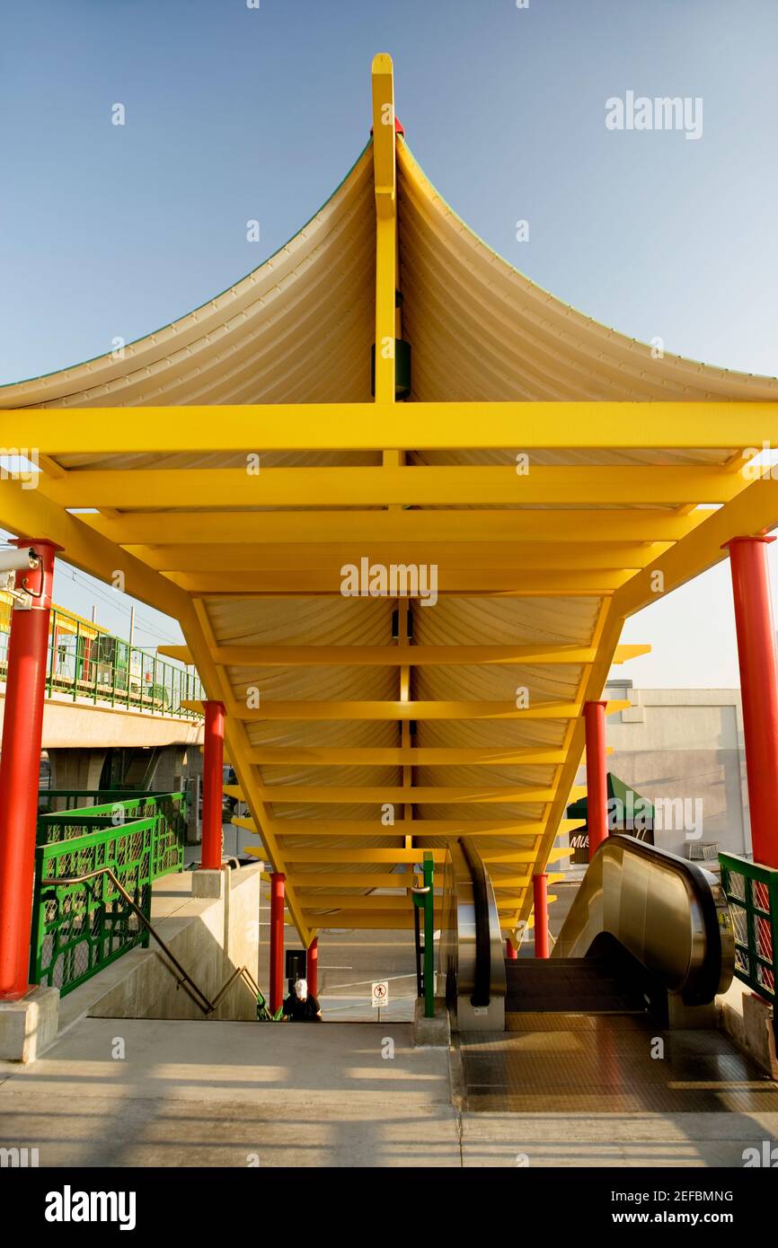 Canopy over an escalator, China Town, Los Angeles, California, USA ...