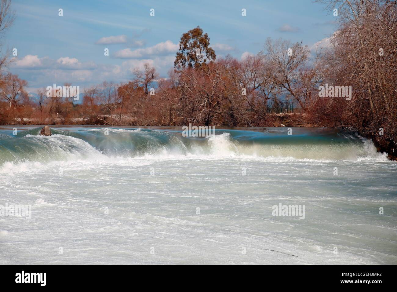 The big river and waterfall in Turkey. Autumn and serenity Stock Photo ...